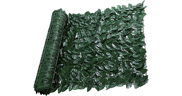 Gard artificial verde cu frunze, 300x100cm