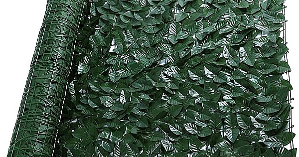 Gard artificial verde cu frunze, 300x100cm