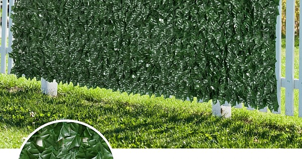 Gard artificial verde cu frunze, 250x100cm