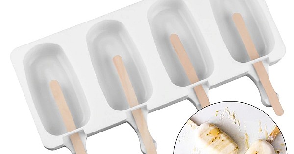 Set 2 forme din silicon pentru inghetata ,4 compartimente ,diverse modele